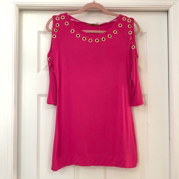 Belldini | Tops | Nwt Belldini Cold Shoulder Gold Grommets Tunic Top ...